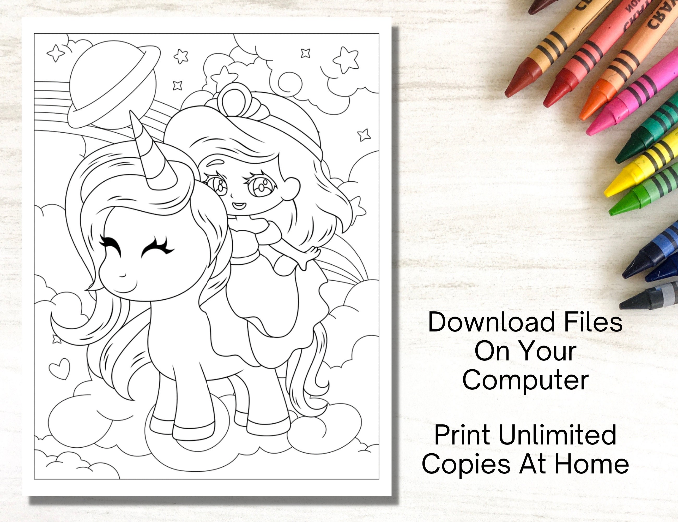 Unicorn Coloring Pages for Kids, PDF Coloring Book Instant Download ...