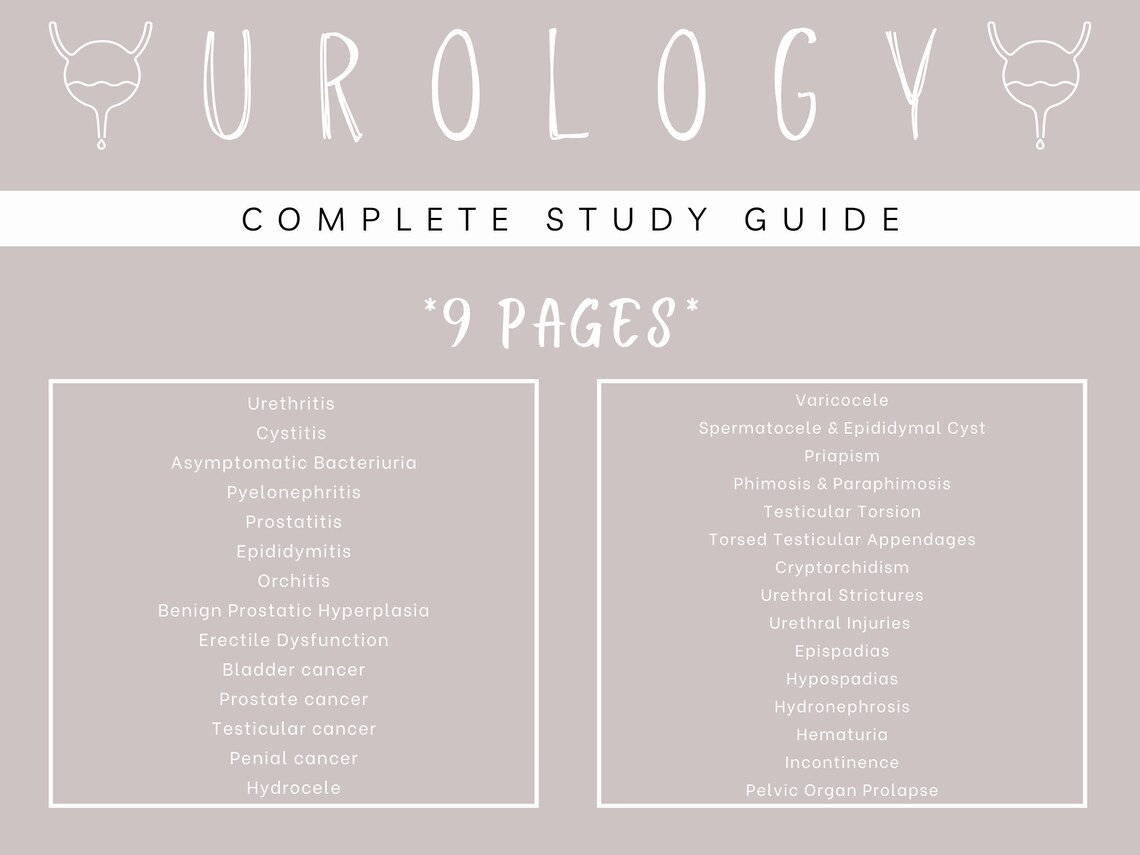 Urology Complete Study Guide | Study Guide | Study Notes | Physician ...