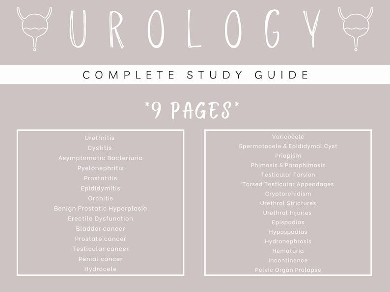 Urology Complete Study Guide | Study Guide | Study Notes | Physician ...