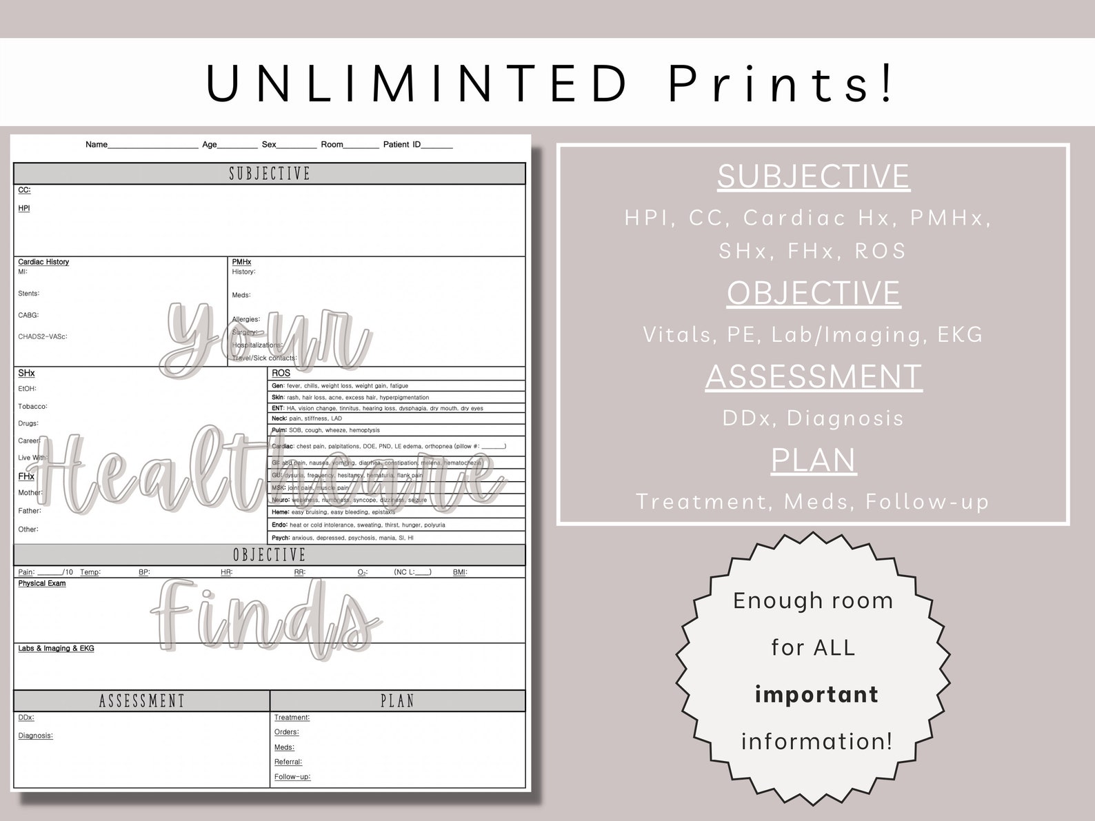 Cardiology SOAP Note Template | Clinical Rotations (digital Download ...