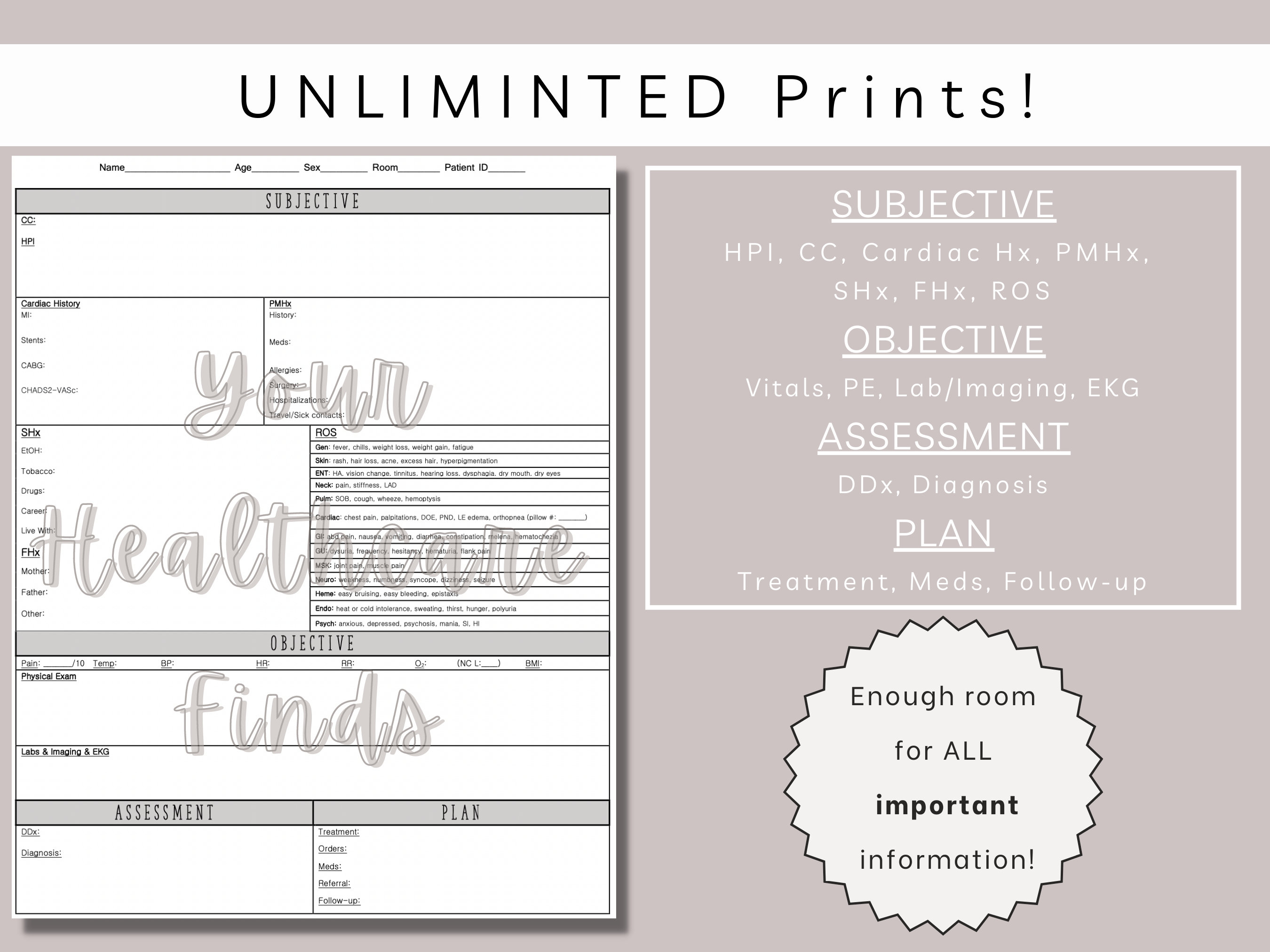 Cardiology SOAP Note Template | Clinical Rotations (digital Download ...