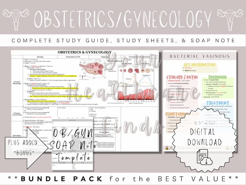 Obstetrics / Gynecology Bundle - Complete Study Guide and Sheets ...