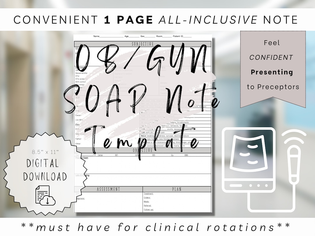 OB/GYN SOAP Note Template | Clinical Rotation Study Aid (digital ...