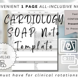 Cardiology SOAP Note Template Clinical Rotations Physician - Etsy