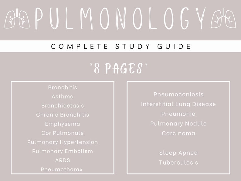 Pulmonology Study Guide (digital Download) - Etsy