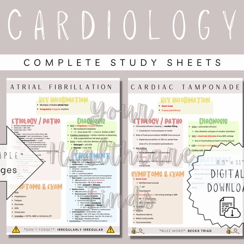 Cardiology Complete Study Sheets Study Guide Study Notes - Etsy