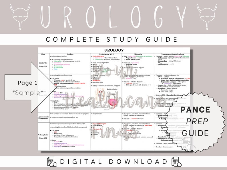 Urology Complete Study Guide | Study Guide | Study Notes | Physician ...