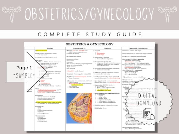 Obstetrics / Gynecology Complete Study Guide Study Guide - Etsy