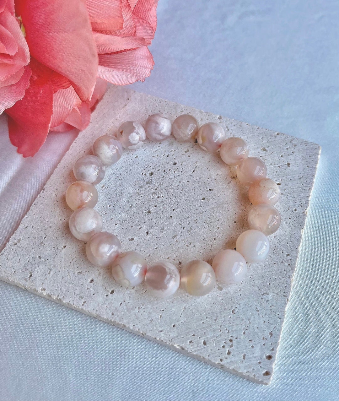 Flower Agate / Blossoms Agate Bracelet 11.5mm - Etsy