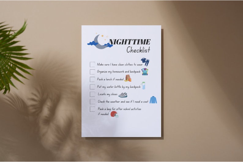 Child Nighttime Checklist - Etsy