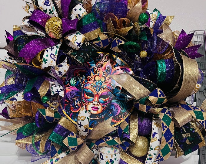 Mardi Gras Door Hanger, Front Door Decor, Mardi Gras Decorations, Mardi ...
