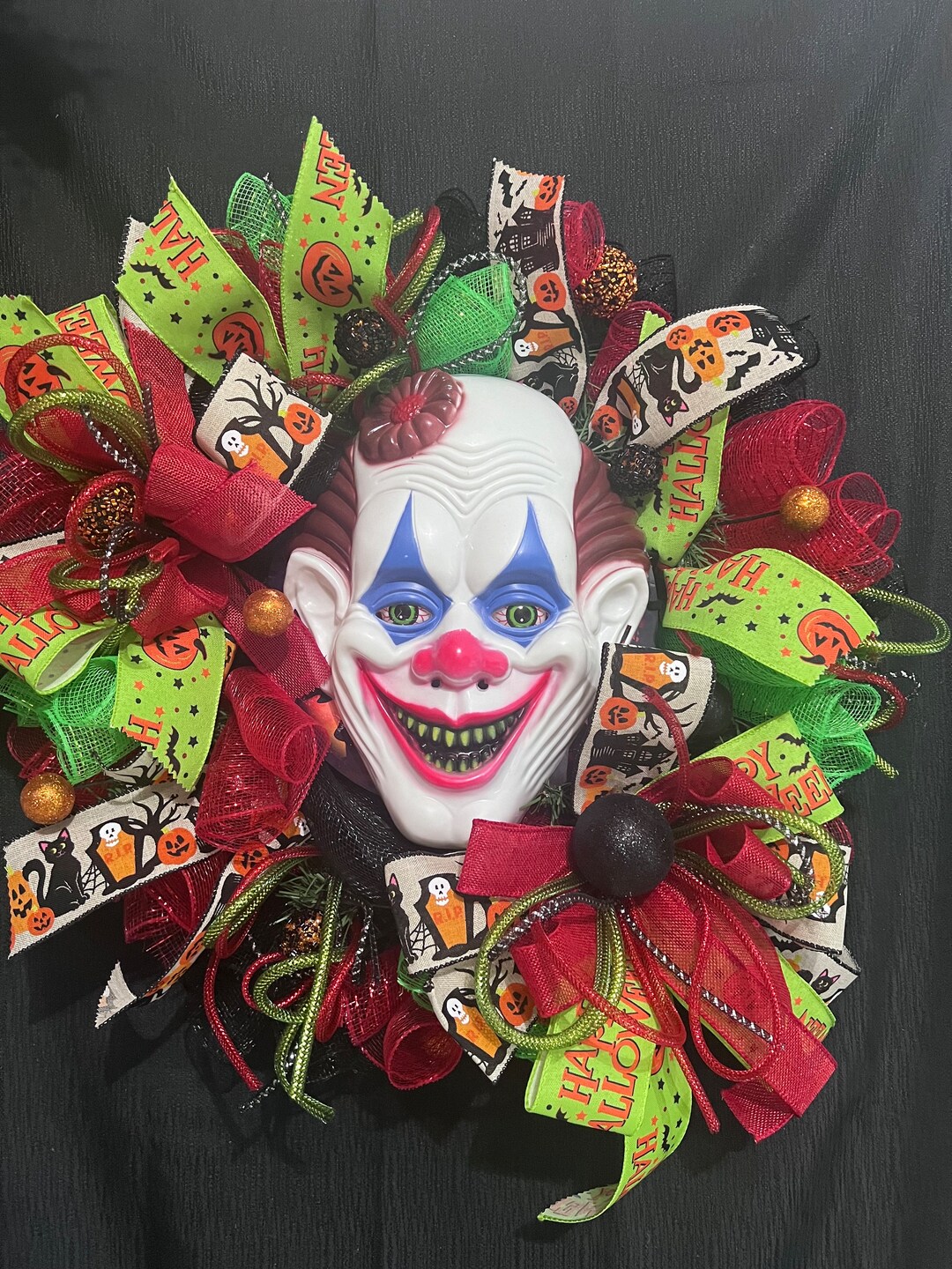 Halloween Wreaths Front Door Wreath Halloween Decor Clown Wreath Circus ...