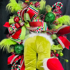 Christmas Wreath Whimsical Wreath Traditional Christmas Wreath Green Wreath for Door Holiday Red ...