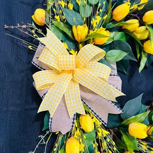 Spring Tulip Wreath for Front Door Yellow Tulip Wreath for Front Door ...