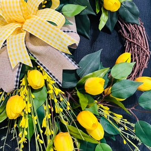 Spring Tulip Wreath for Front Door Yellow Tulip Wreath for Front Door ...