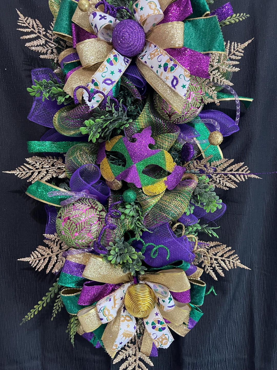 Mardi Gras Door Wreath Luxury Ribbon Elegant Mardi Gras Door Swag Front ...