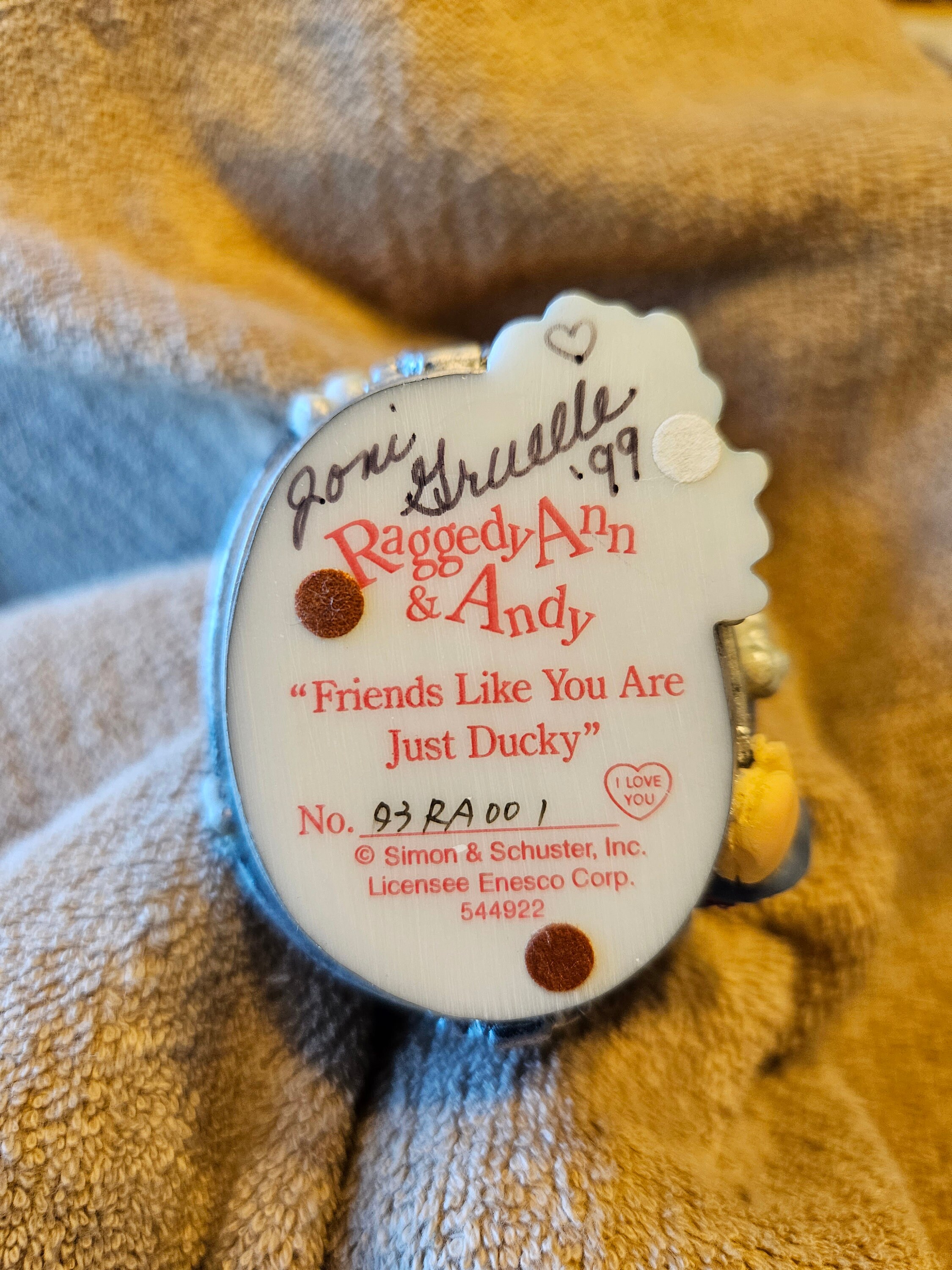 Enesco Raggedy Ann and Andy Figurine friends Like You Are Just Ducky ...