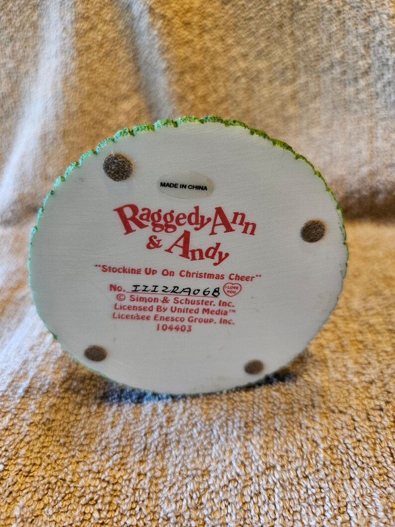 Enesco Raggedy Ann and Andy Figurine stocking up on Christmas Cheer Sku ...