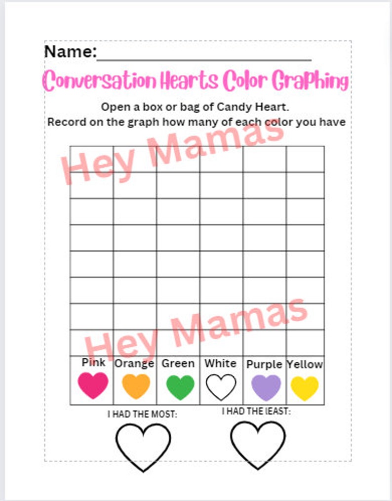 Valentine's Day Graphing Activity, Conversation Hearts, Kindergarten ...