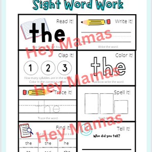 Editable Sight Words Worksheet, Printable, Instant Download ...