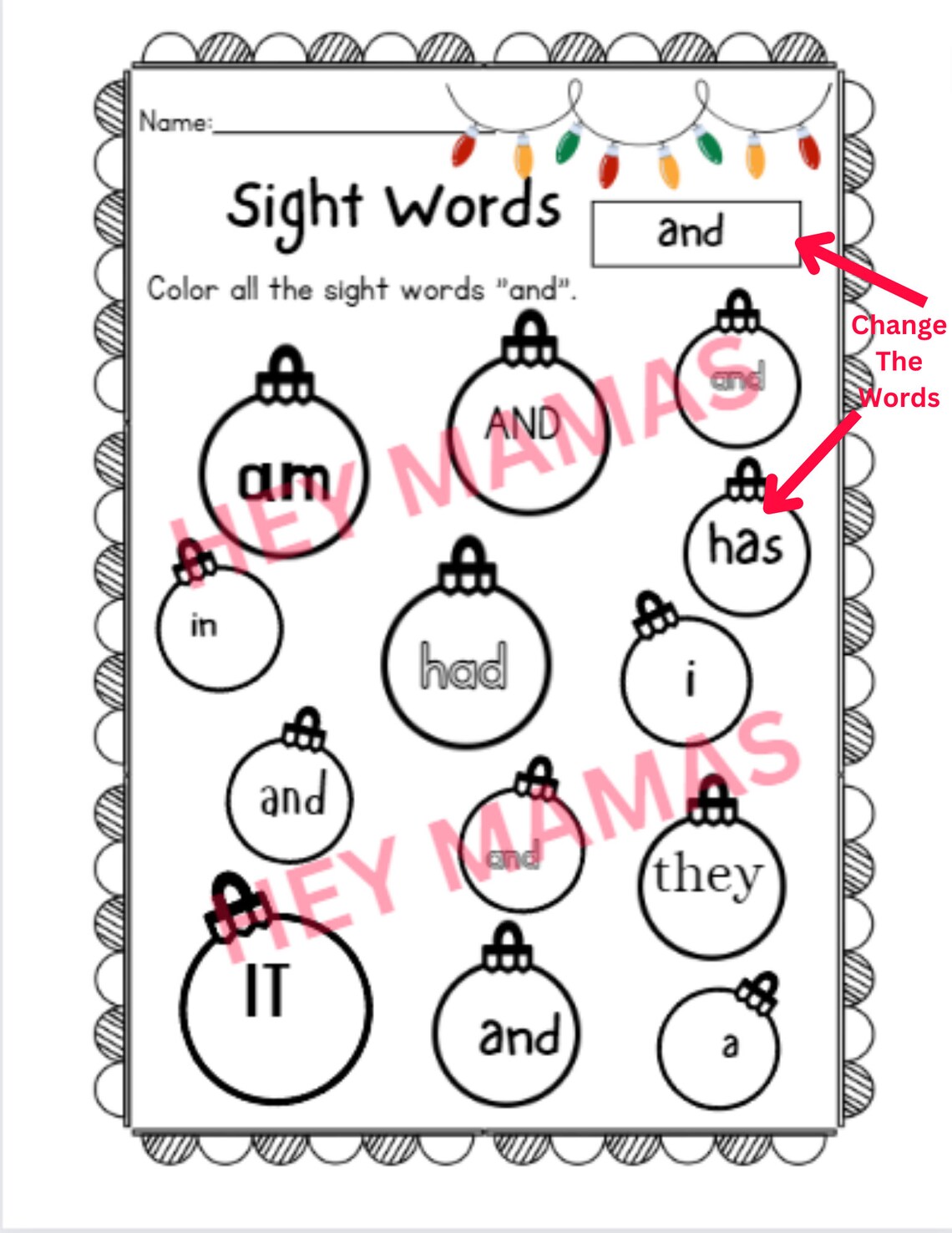 Editable Holiday and Seasonal Sight Word Worksheets, Kindergarten ...