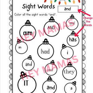 Editable Holiday and Seasonal Sight Word Worksheets, Kindergarten ...