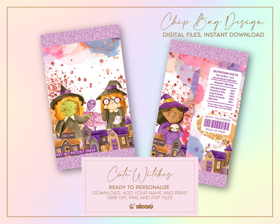 Halloween: Cute Witches, Digital Chip Bag - Etsy