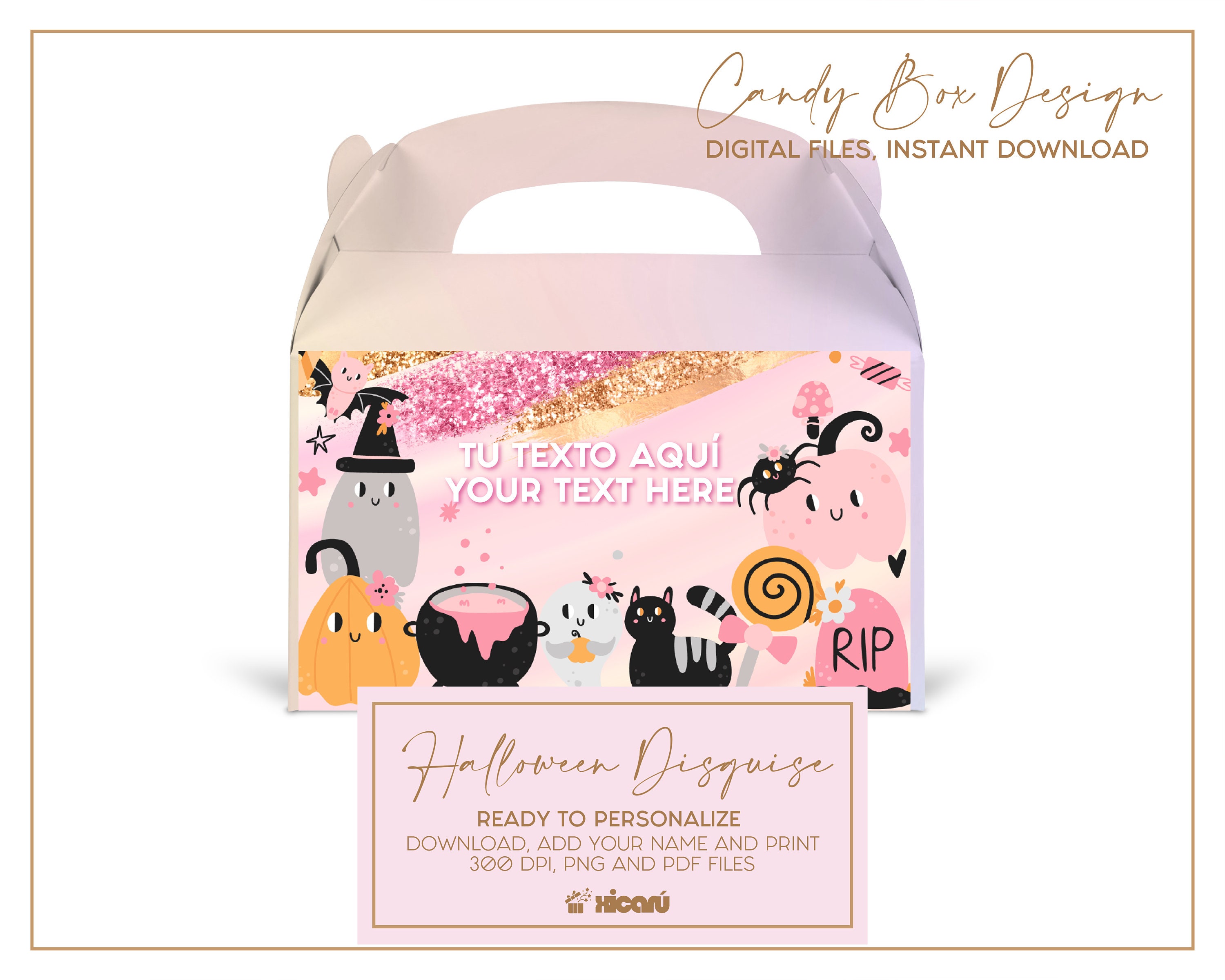 Halloween cute pumpkin gable box labels treat box labels - Etsy España