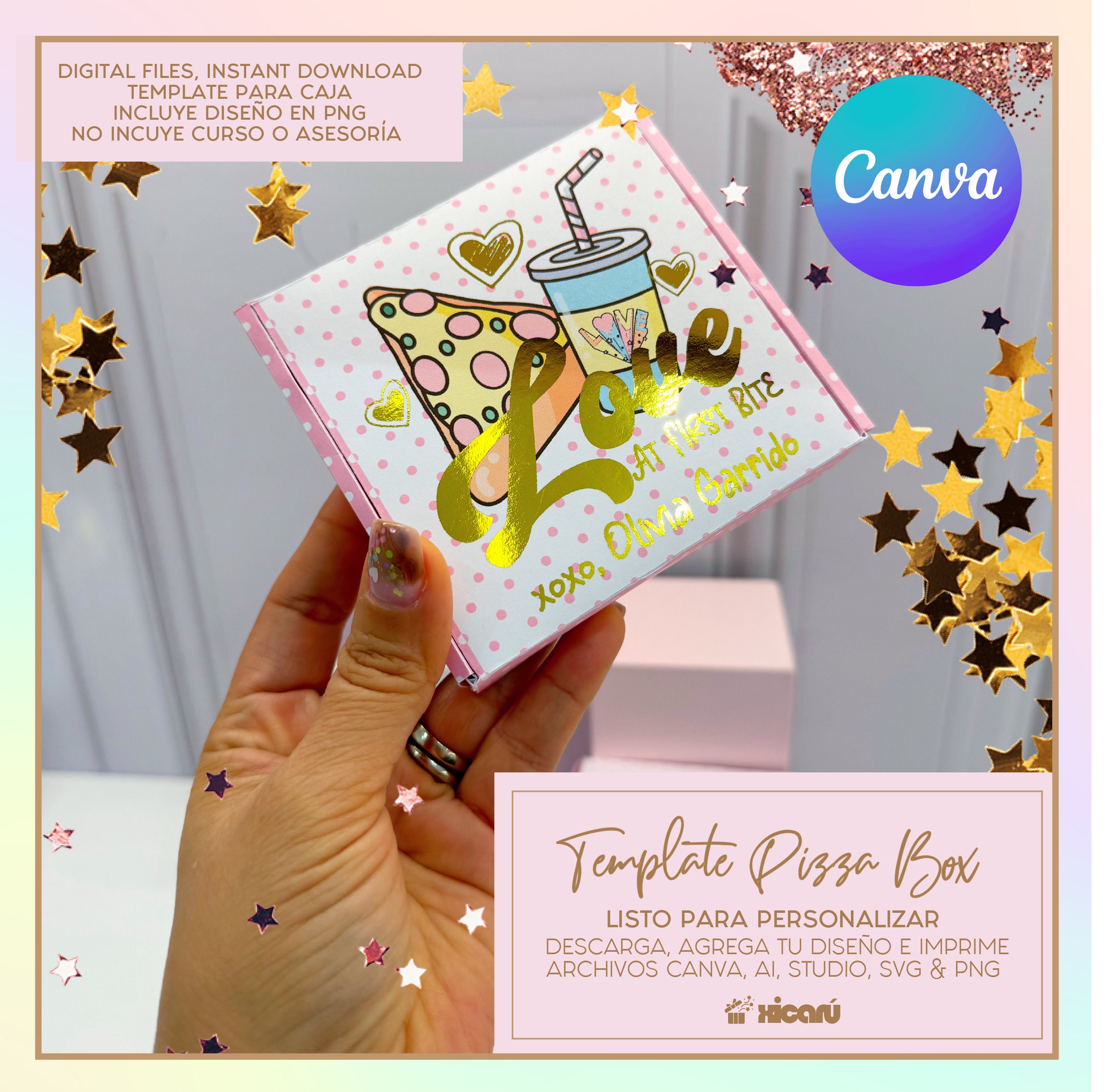 Templates: Valentines Pizza Box - Etsy