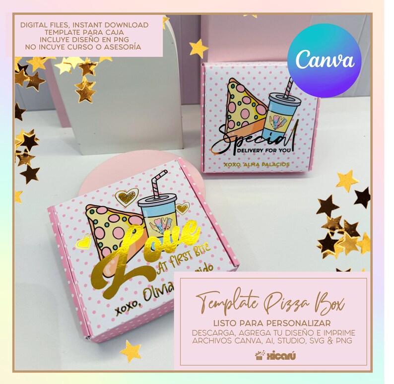 Templates: Valentines Pizza Box - Etsy