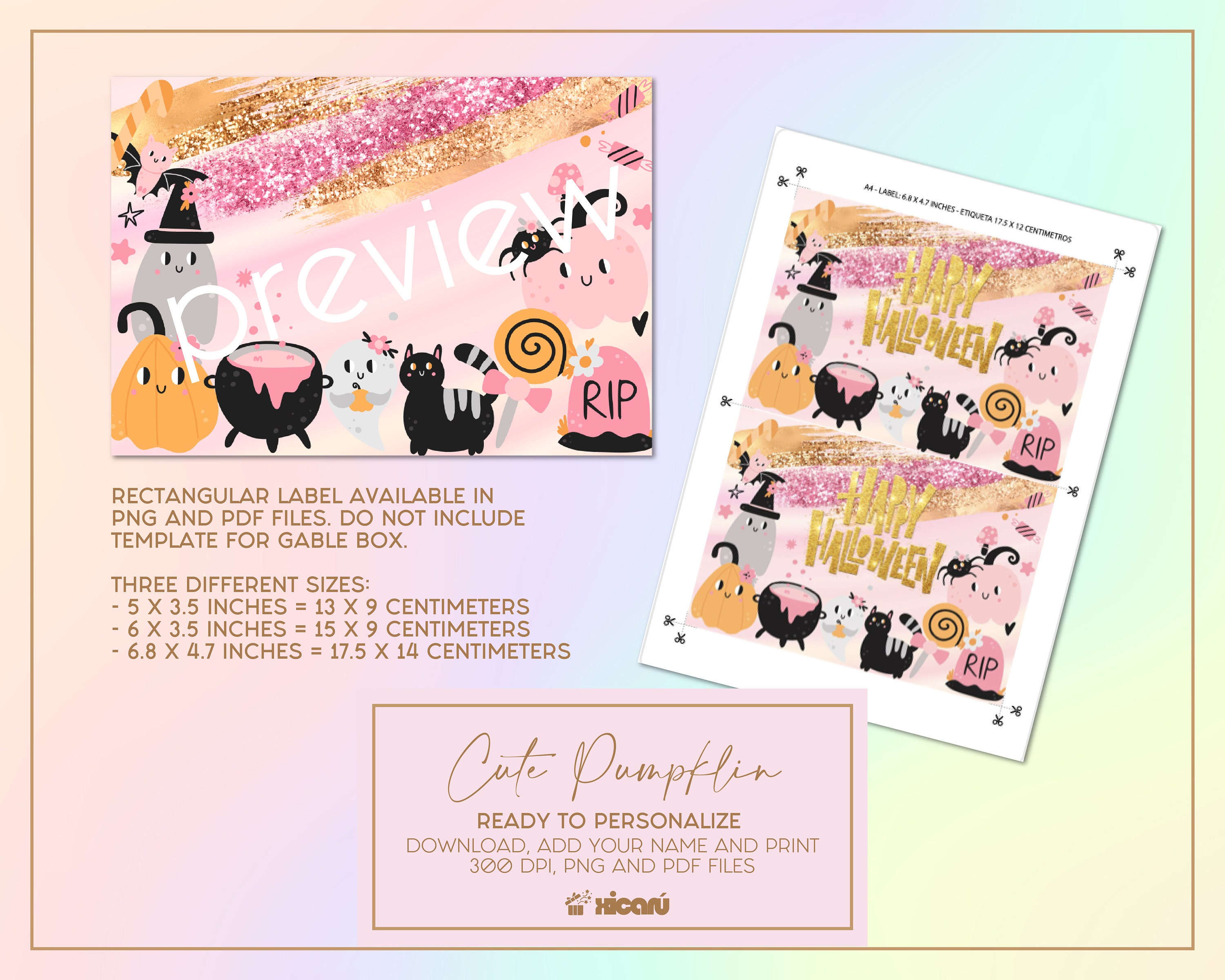 Halloween Cute Pumpkin, Label Design, Treat Box Labels, Printable Label ...