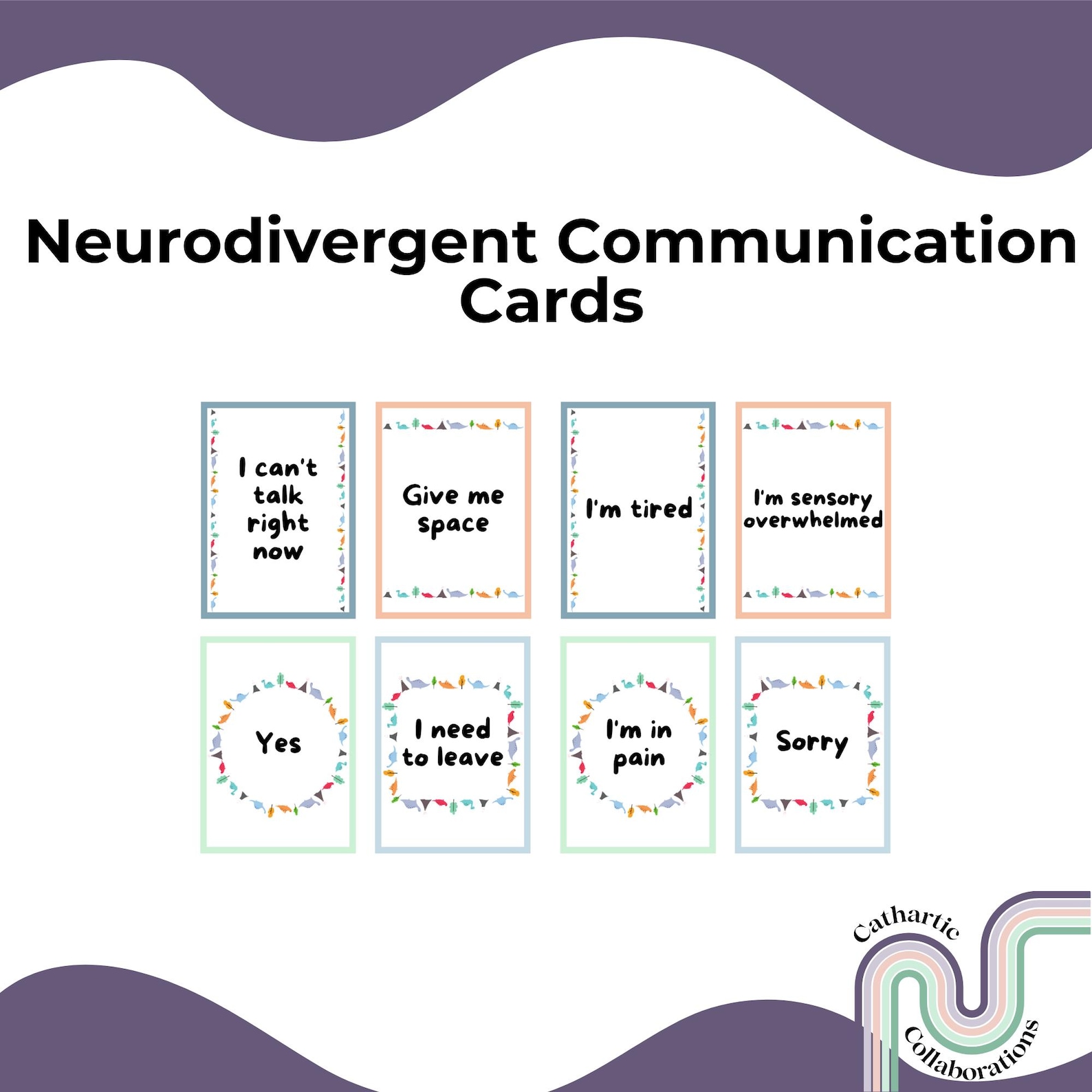 Neurodivergent Communication Cards - Dinosaur - Etsy