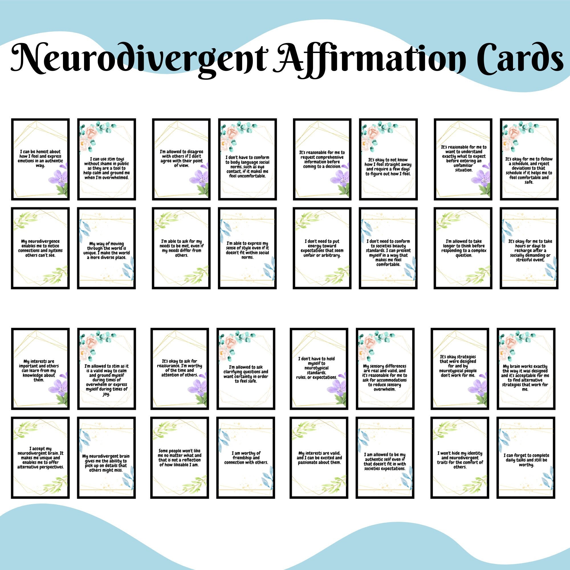 Neurodivergent Affirmation Cards Flower - Etsy