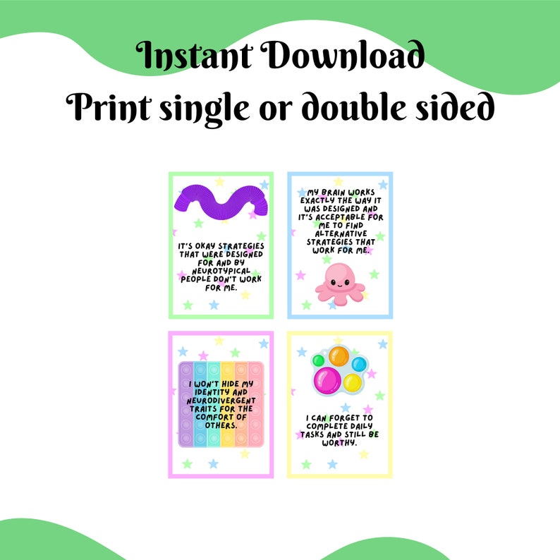 Neurodivergent Affirmation Cards Fidgets - Etsy