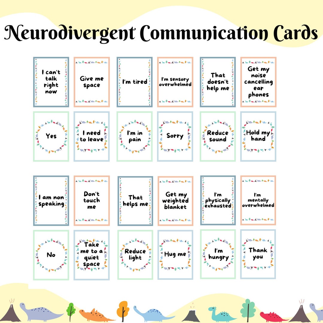 Neurodivergent Communication Cards Dinosaur - Etsy