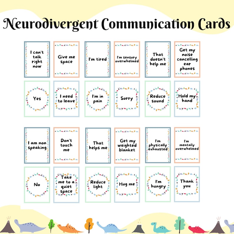 Neurodivergent Communication Cards Dinosaur - Etsy UK