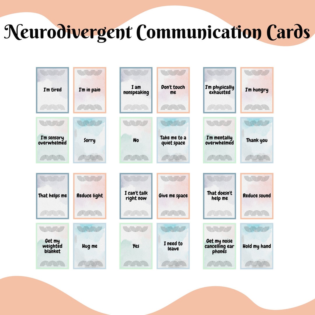 Neurodivergent Communication Cards Pastel - Etsy