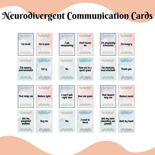 Neurodivergent Communication Cards Pastel - Etsy