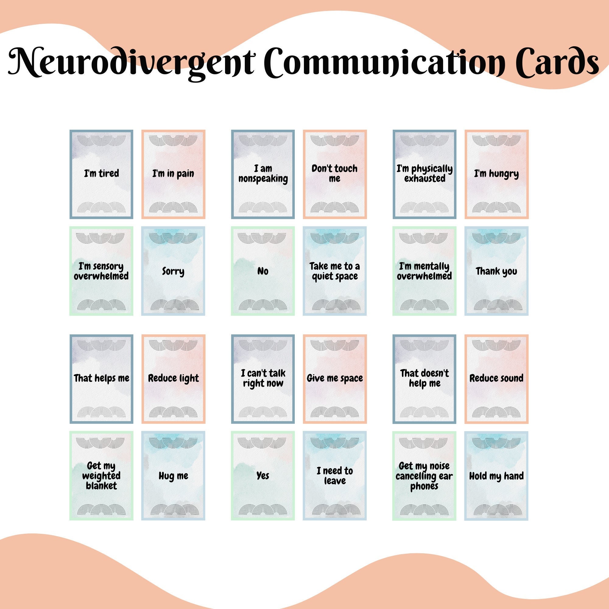 Neurodivergent Communication Cards Pastel - Etsy
