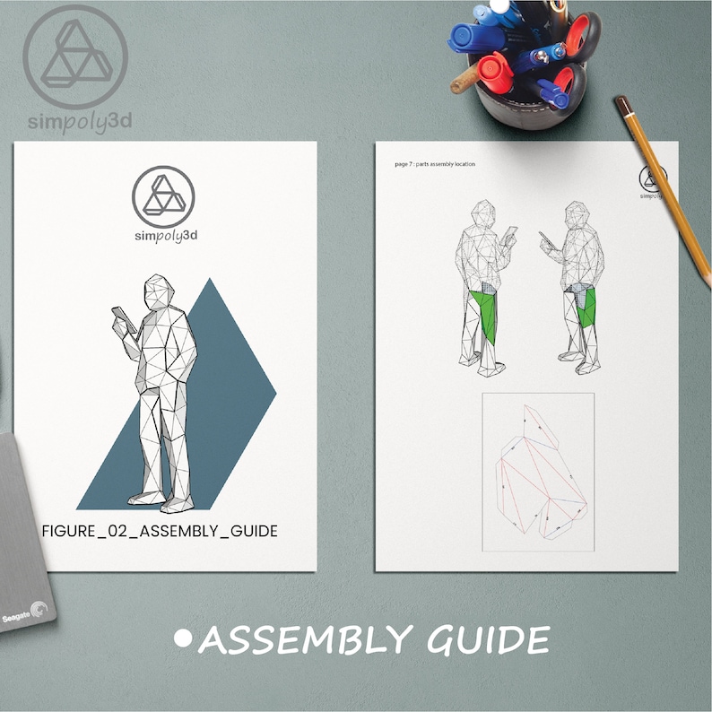 FIGURE_02, Paper Craft, Digital Template, Origami, Pdf, Svg, Dxf ...