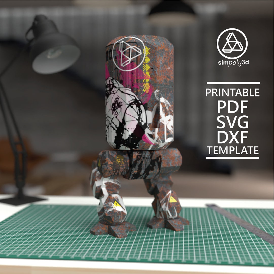 ROBOT_02 Paper Craft Digital Template Origami Pdf Svg Dxf - Etsy