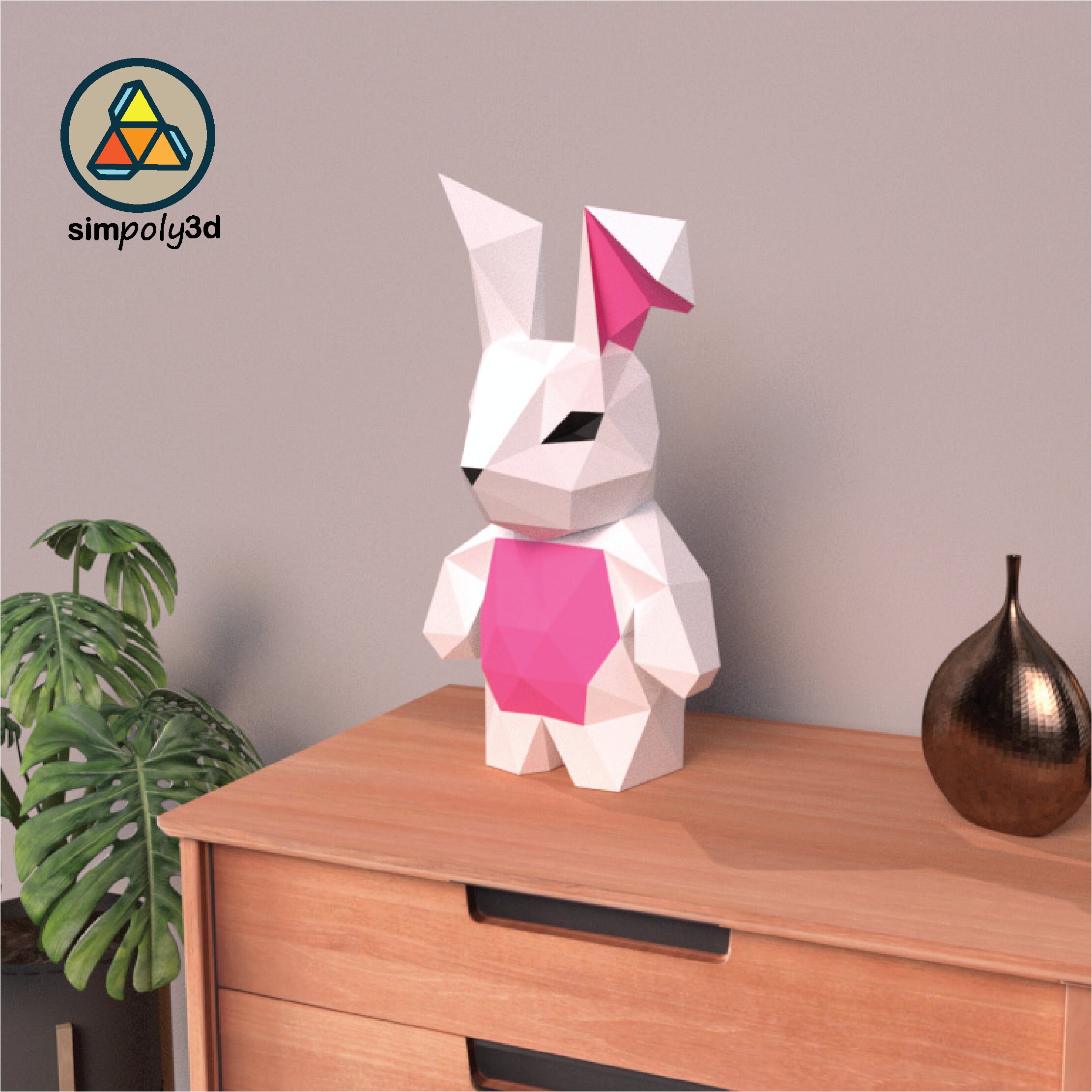BUNNY_02 , Paper Craft, Digital Template, Origami, Pdf, Svg, Dxf ...