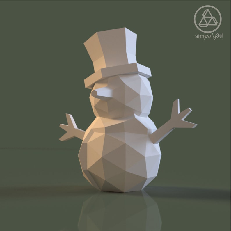 Snowman Papercraft Template: Low Poly 3D Model (PDF, SVG, DXF) - Etsy