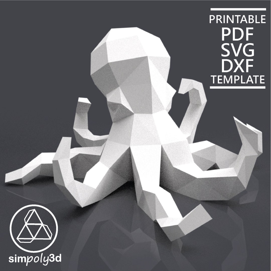 OCTO_01, Paper Craft, Digital Template, Origami, Pdf, Svg, Dxf Download ...