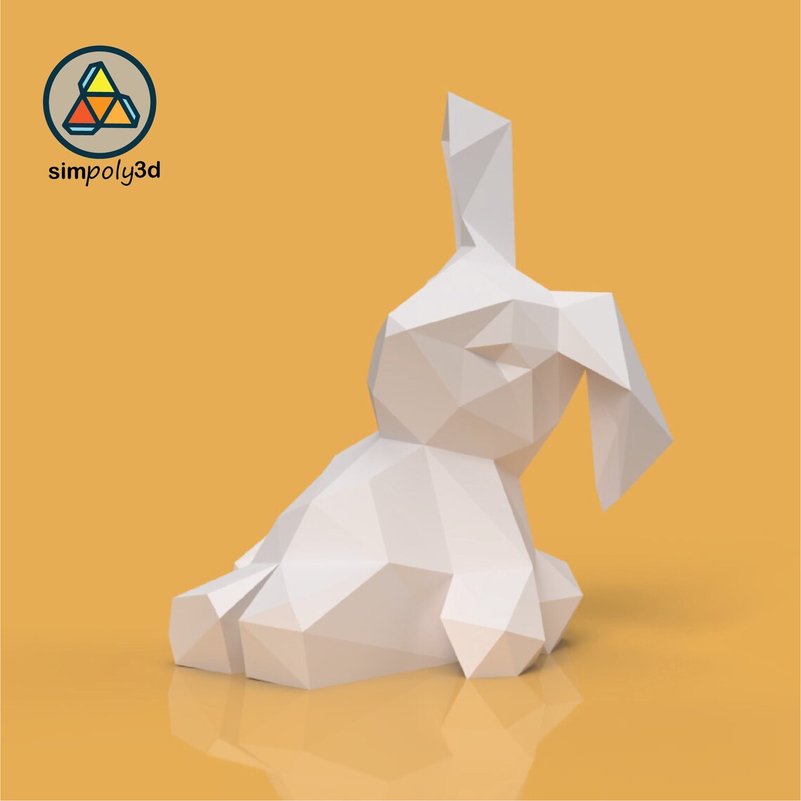 BUNNY_01 , Paper Craft, Digital Template, Origami, Pdf, Svg, Dxf Download, DIY, Low Poly, Trophy ...
