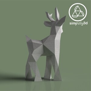 DEER_01, Paper Craft, Digital Template, Origami, Pdf, Svg, Dxf Download ...