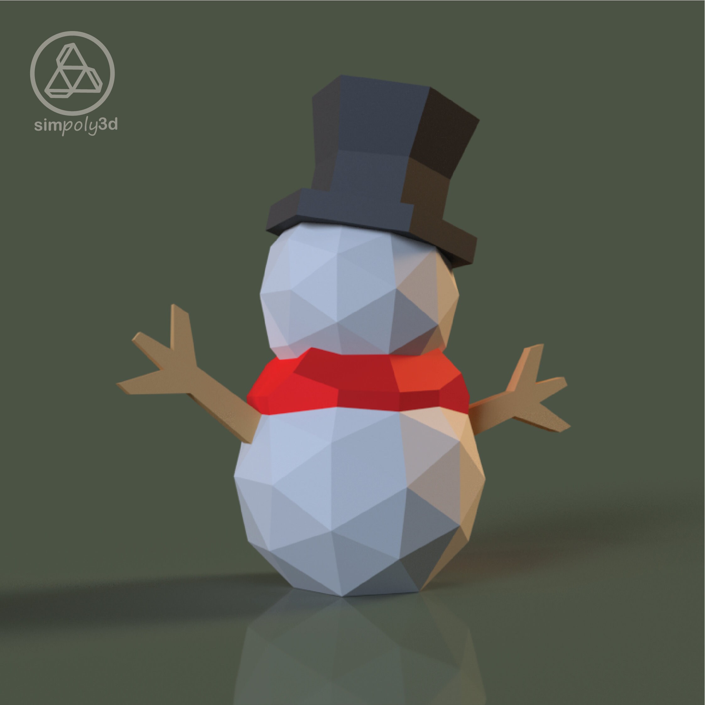Snowman Papercraft Template: Low Poly 3D Model (PDF, SVG, DXF) - Etsy ...