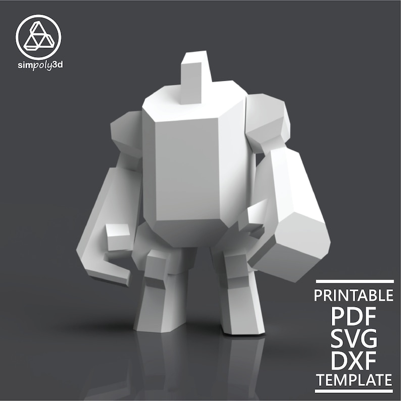 ROBOT_01, Paper Craft, Digital Template, Origami, Pdf, Svg, Dxf ...