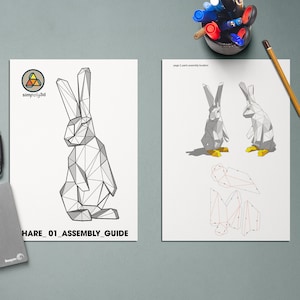 HARE_01 Paper Craft, Digital Template, Origami, Pdf, Svg, Dxf Download ...