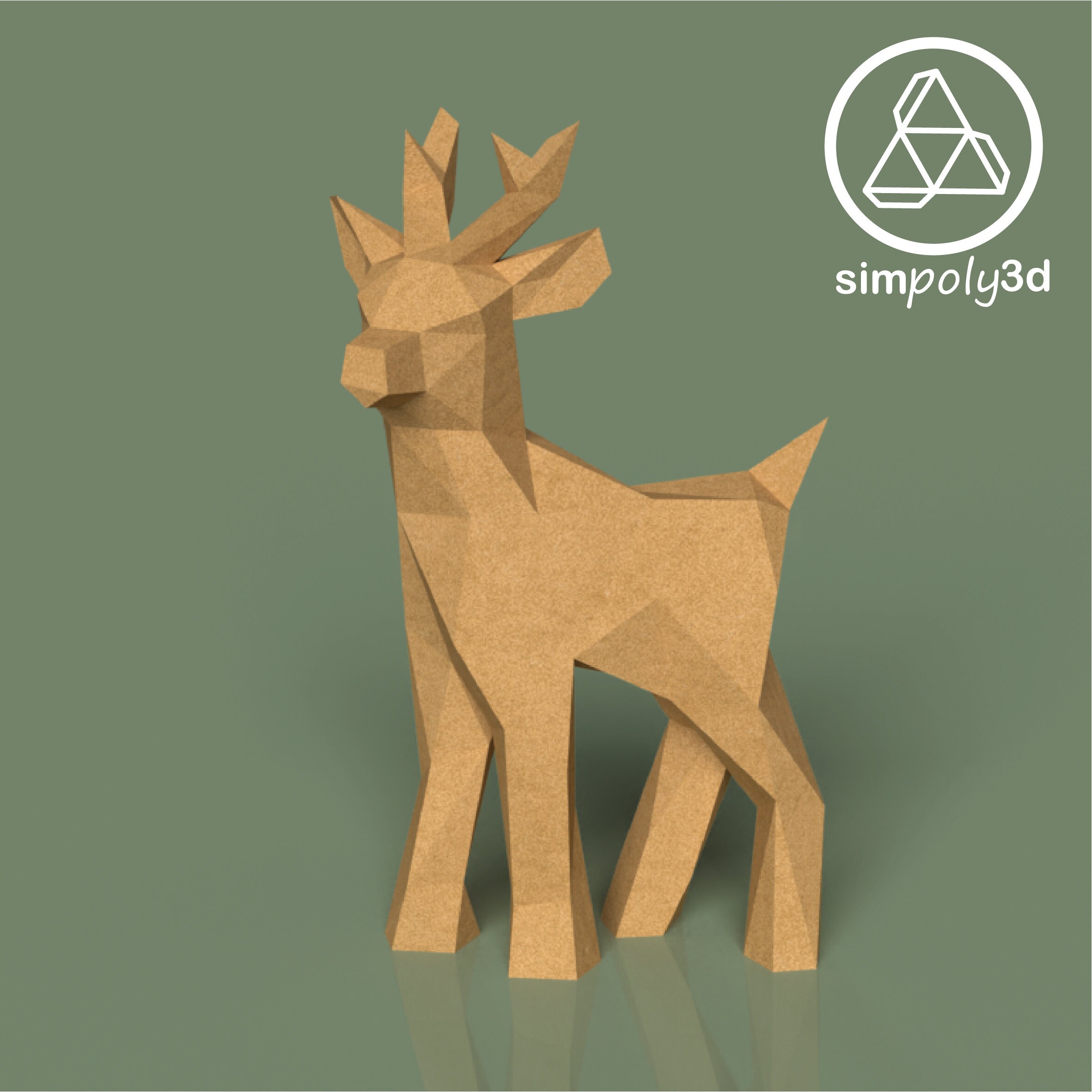DEER_01, Paper Craft, Digital Template, Origami, Pdf, Svg, Dxf Download ...